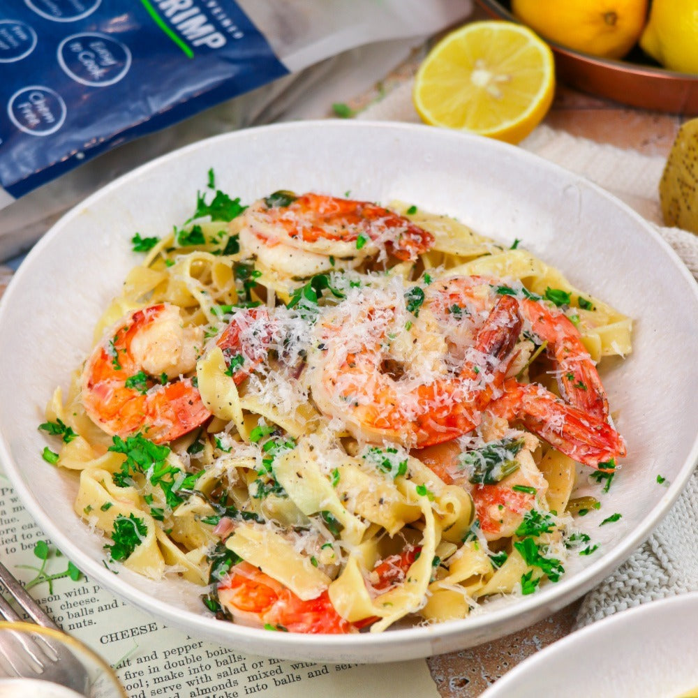 Creamy Lemon Parmesan Shrimp Pasta – Blue Circle Foods