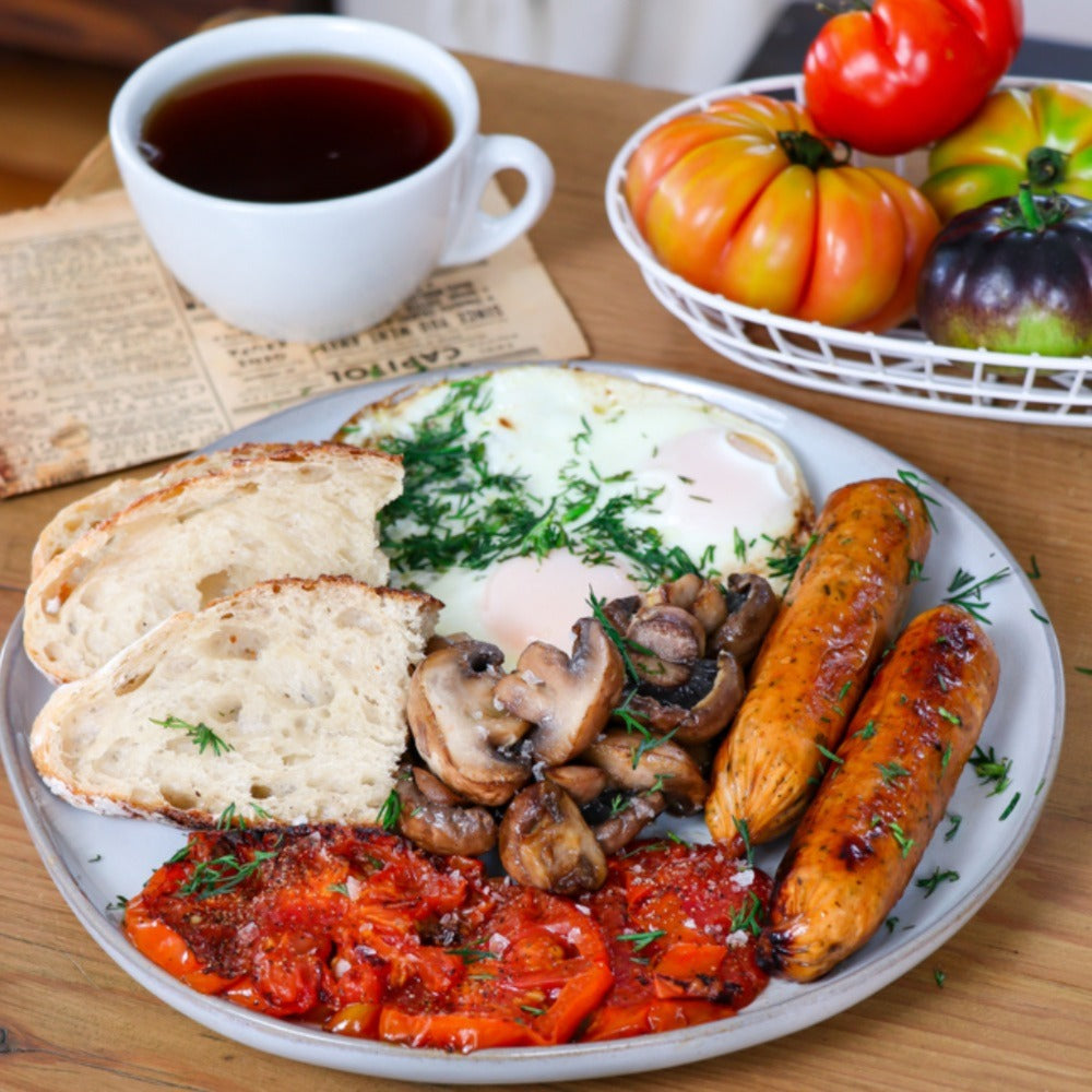 English Breakfast Plate with Salmon Sausages – Blue Circle Foods